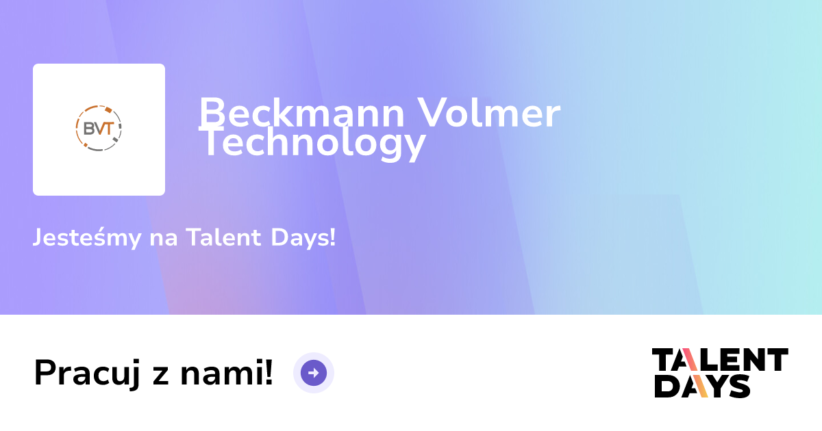 Beckmann Volmer Technology - Praca, Praktyki, Targi pracy | Talentdays.pl